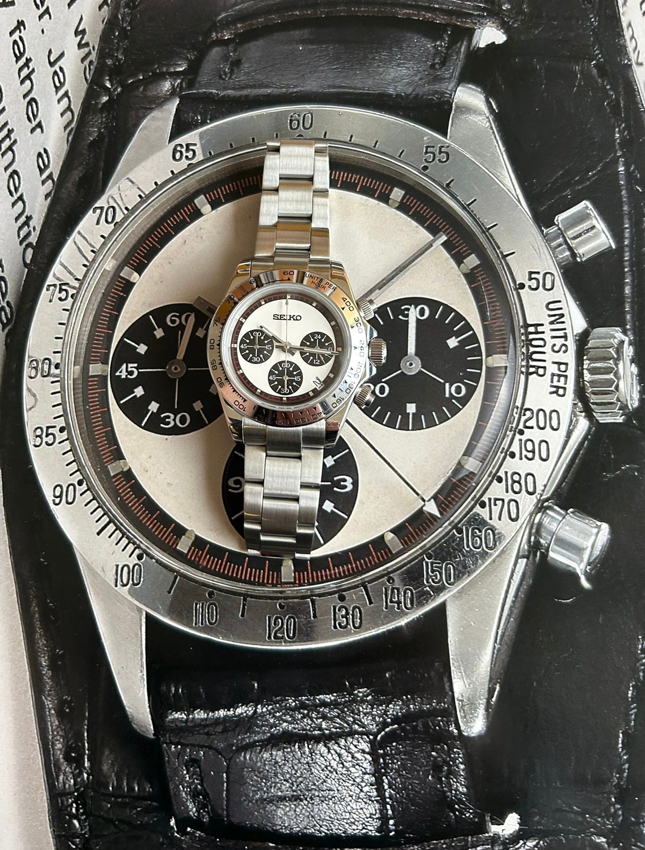 seiko vk63 steel Daytona case Newman dial, Matt oyster bracelet ...